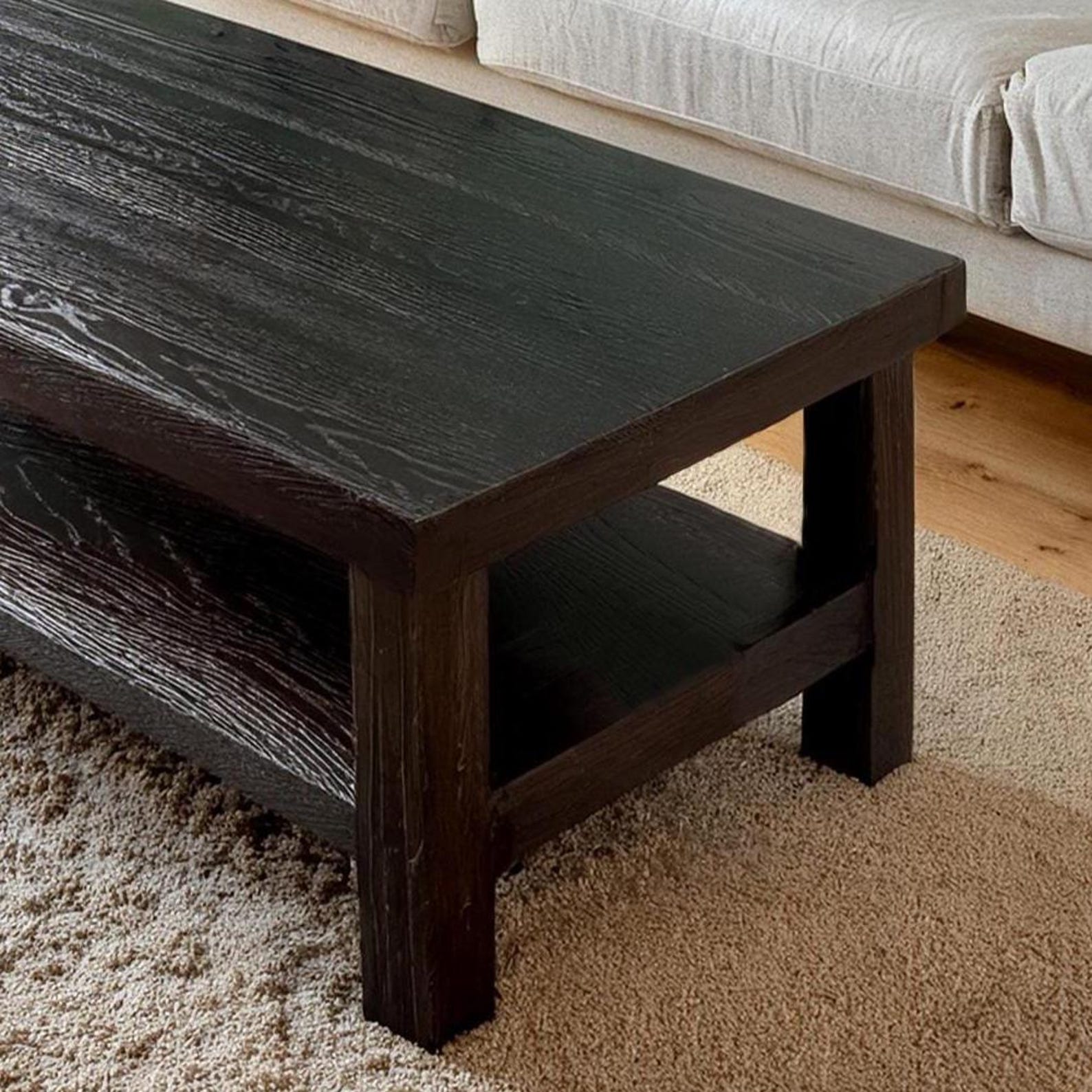 Rustic Wooden Coffee Table – Solid Handmade Farmhouse Decor, Round or ...