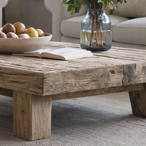 Rustic Wooden Coffee Table – Solid Handmade Farmhouse Decor, Round or ...