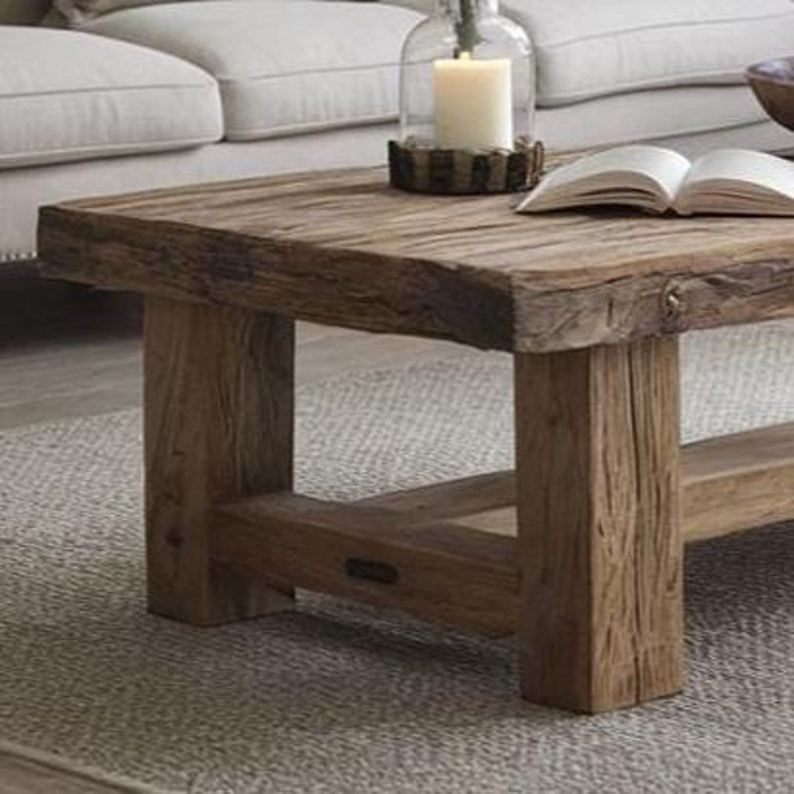 Rustic Wooden Coffee Table – Solid Handmade Farmhouse Decor, Round or ...
