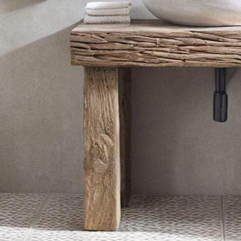 Rustic Wooden Bathroom Vanity – Handmade Live Edge Farmhouse Sink Shelf ...