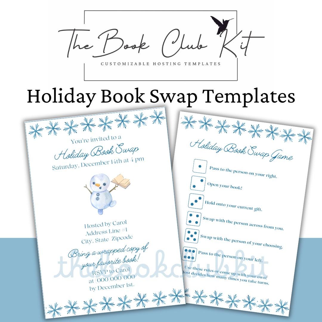 Snowman Holiday Party Book Swap Invitation, Book Club Exchange Invite ...