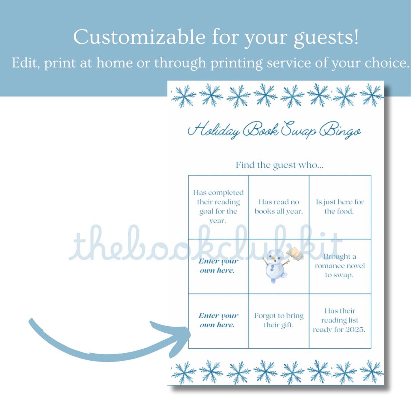 Snowman Holiday Party Book Swap Invitation, Book Club Exchange Invite ...