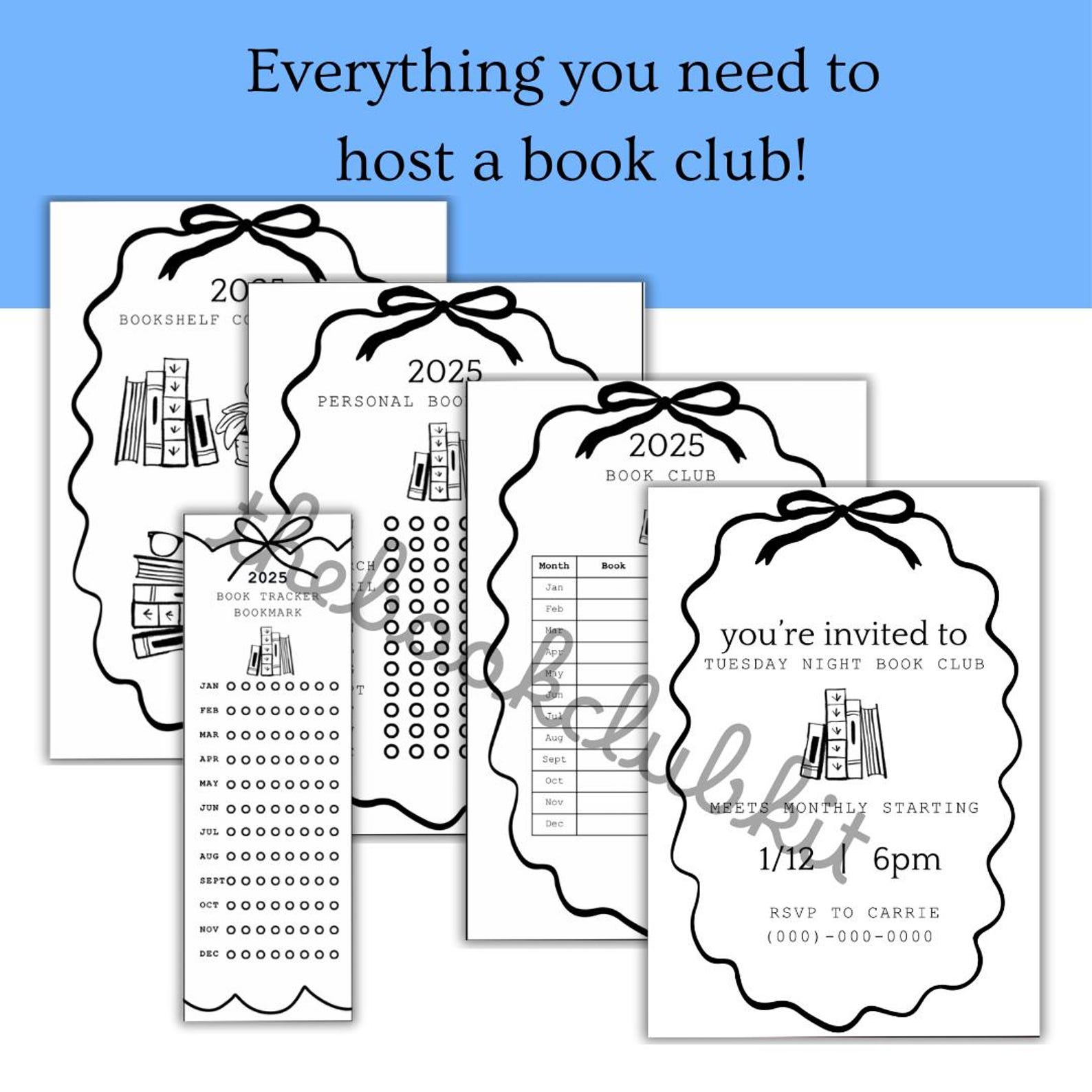 Coquette Book Club Calendar 2025 Custom Bookmarks for Book Lovers ...