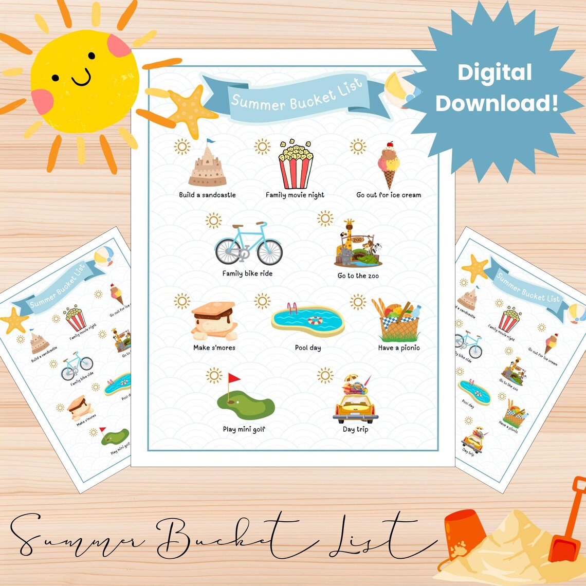 Summer Bucket List Printable, Summer Activities for Kids, Summer Bucket ...