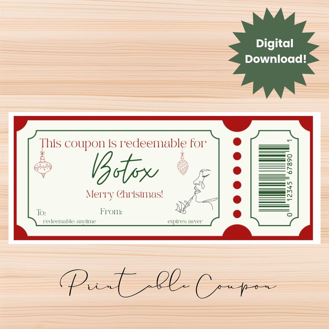 Botox Coupon Template, Botox Template for Christmas, DIY Christmas Gift ...