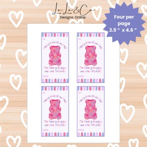 Gummy Bear Valentines Card for Kids, Gummy Bear Valentine Class Gifts ...
