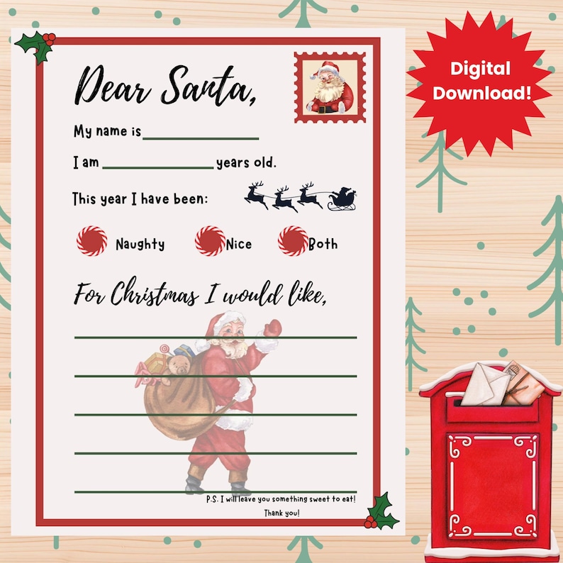 Letter to Santa, Dear Santa Letter, Printable Letter to Santa ...