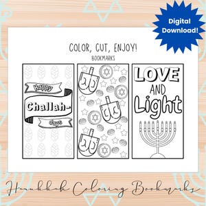 Hanukkah Coloring Bookmark, Hanukkah Printable Bookmarks, Hanukkah Kids ...