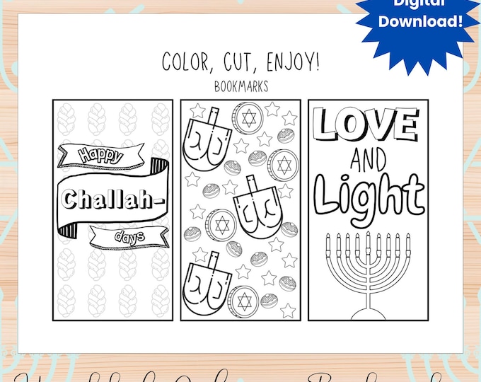 Hanukkah Coloring Bookmark, Hanukkah Printable Bookmarks, Hanukkah Kids ...