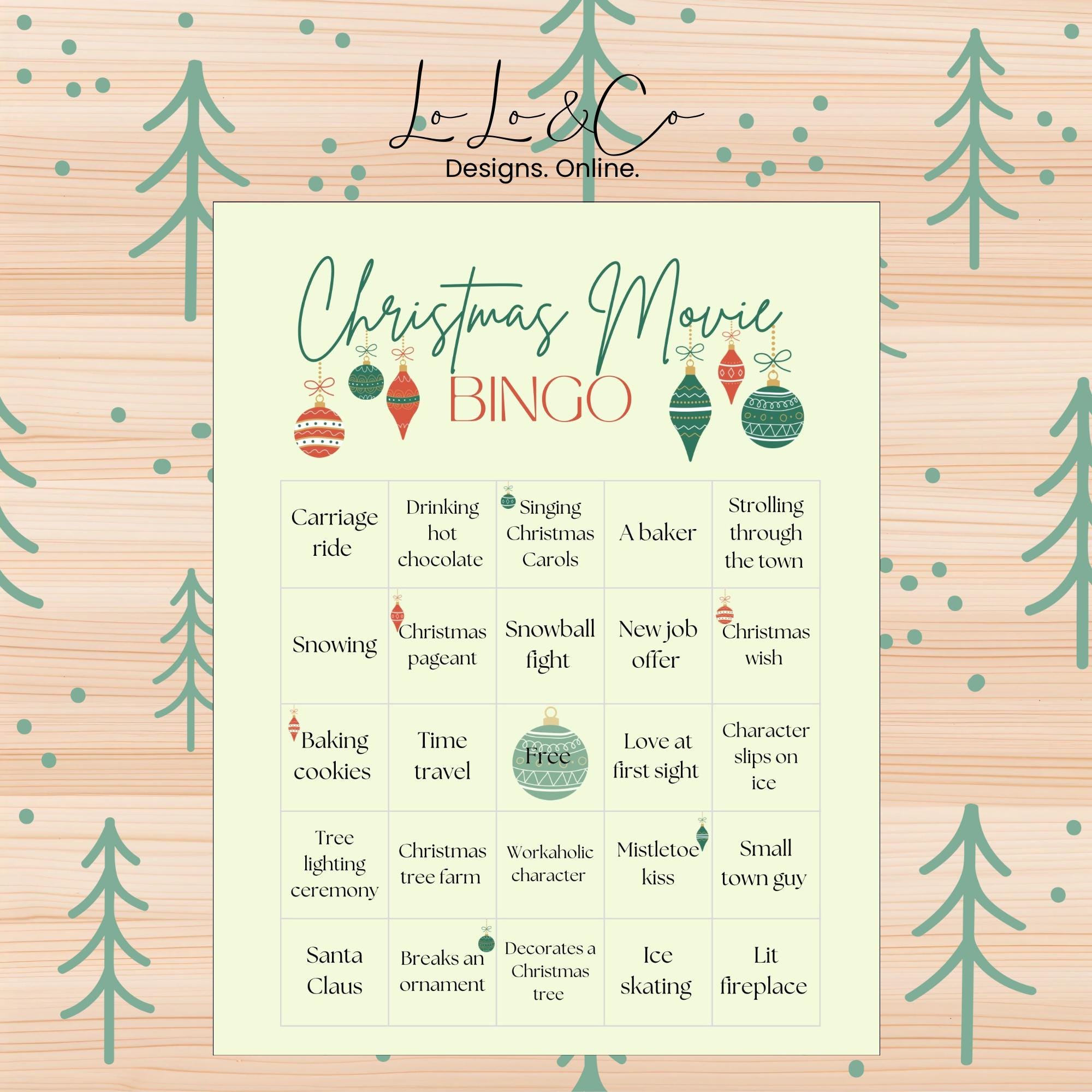 Hallmark Christmas Movie Bingo, Printable Christmas Movie Bingo ...