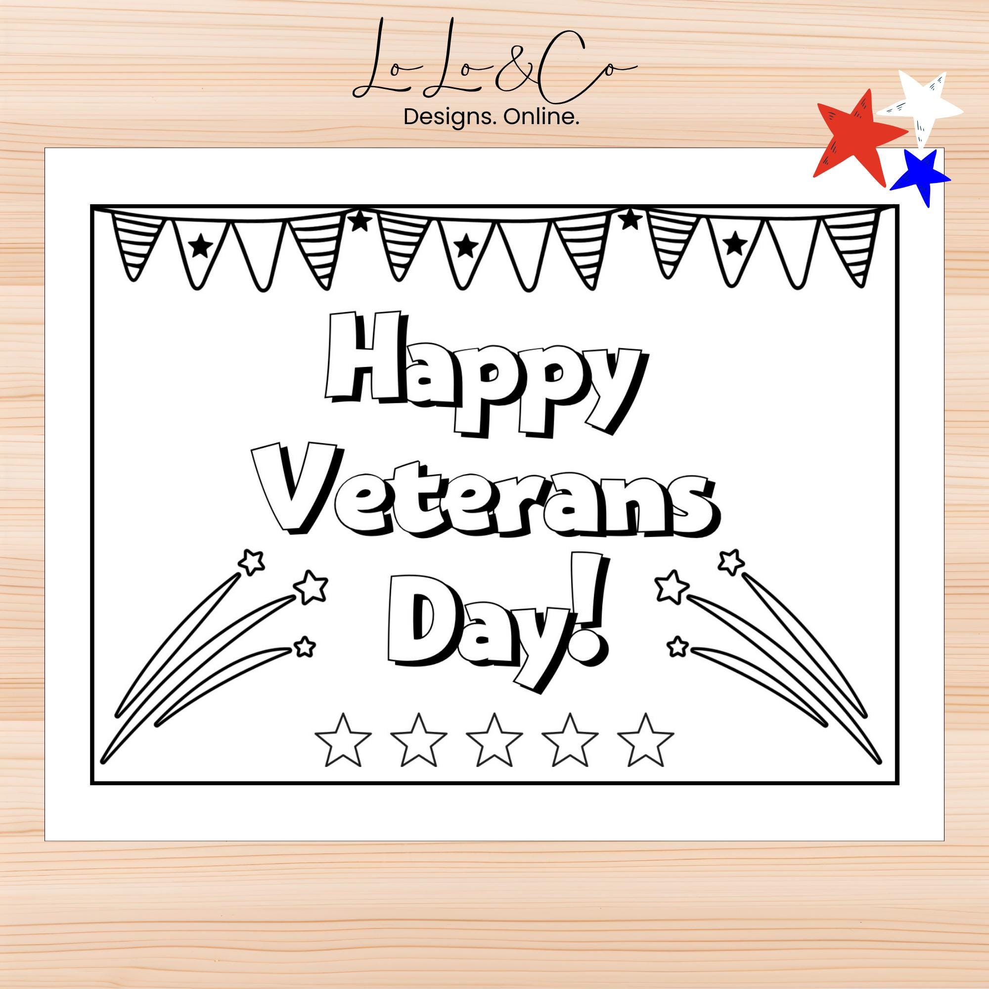 Happy Veterans Day Card, Veterans Day Thank You Card, Coloring ...