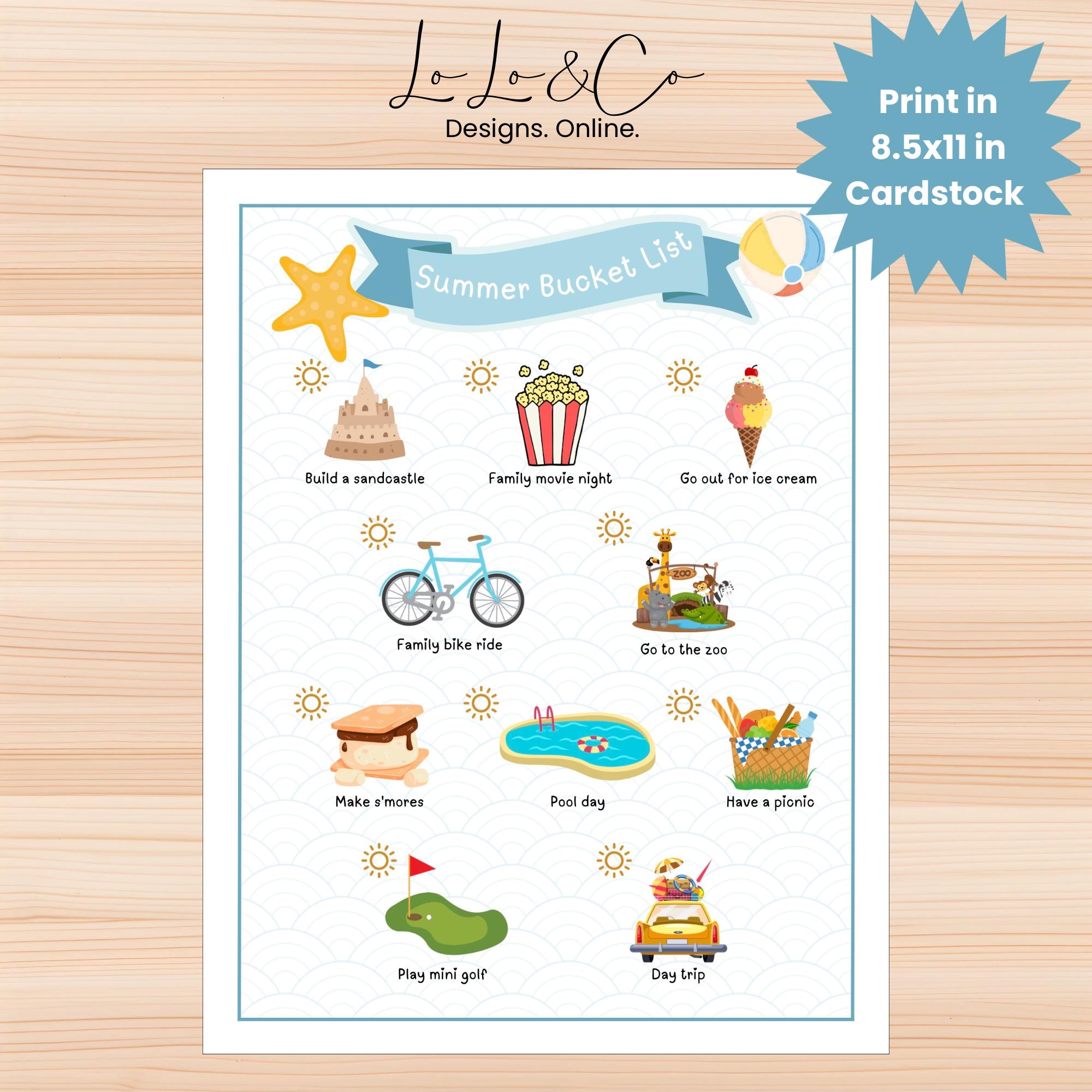 Summer Bucket List Printable, Summer Activities for Kids, Kids Summer ...