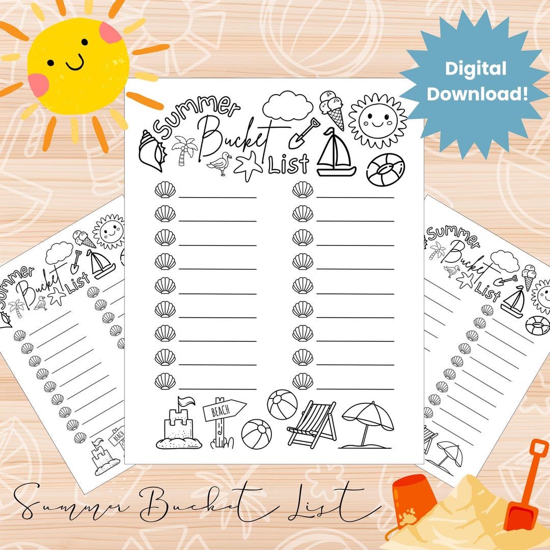 Summer Bucket List Printable, Summer Activities for Kids,summer Bucket ...