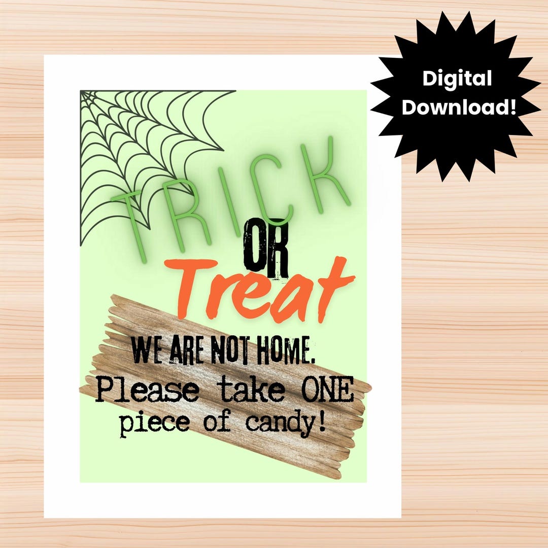 Printable Halloween Candy Bowl Sign, Trick or Treat Sign, We Are Out of ...