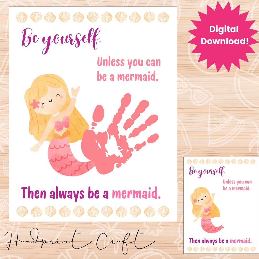 Mermaid Handprint Crafts, Mermaid Craft, Summer Handprint Art, Summer ...