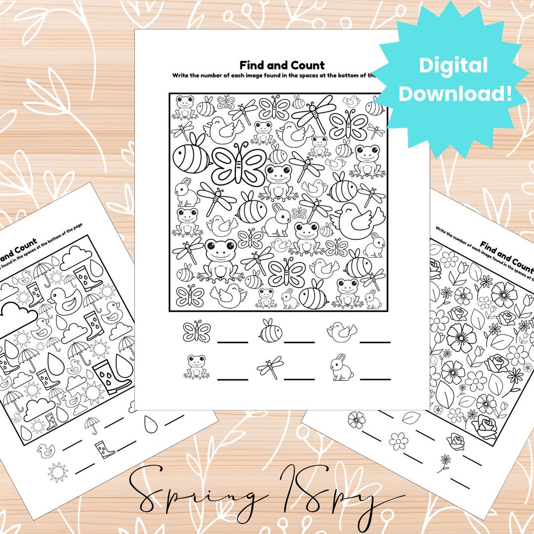 Spring I Spy Printable, Spring Game for Kids, Spring Coloring Activity ...