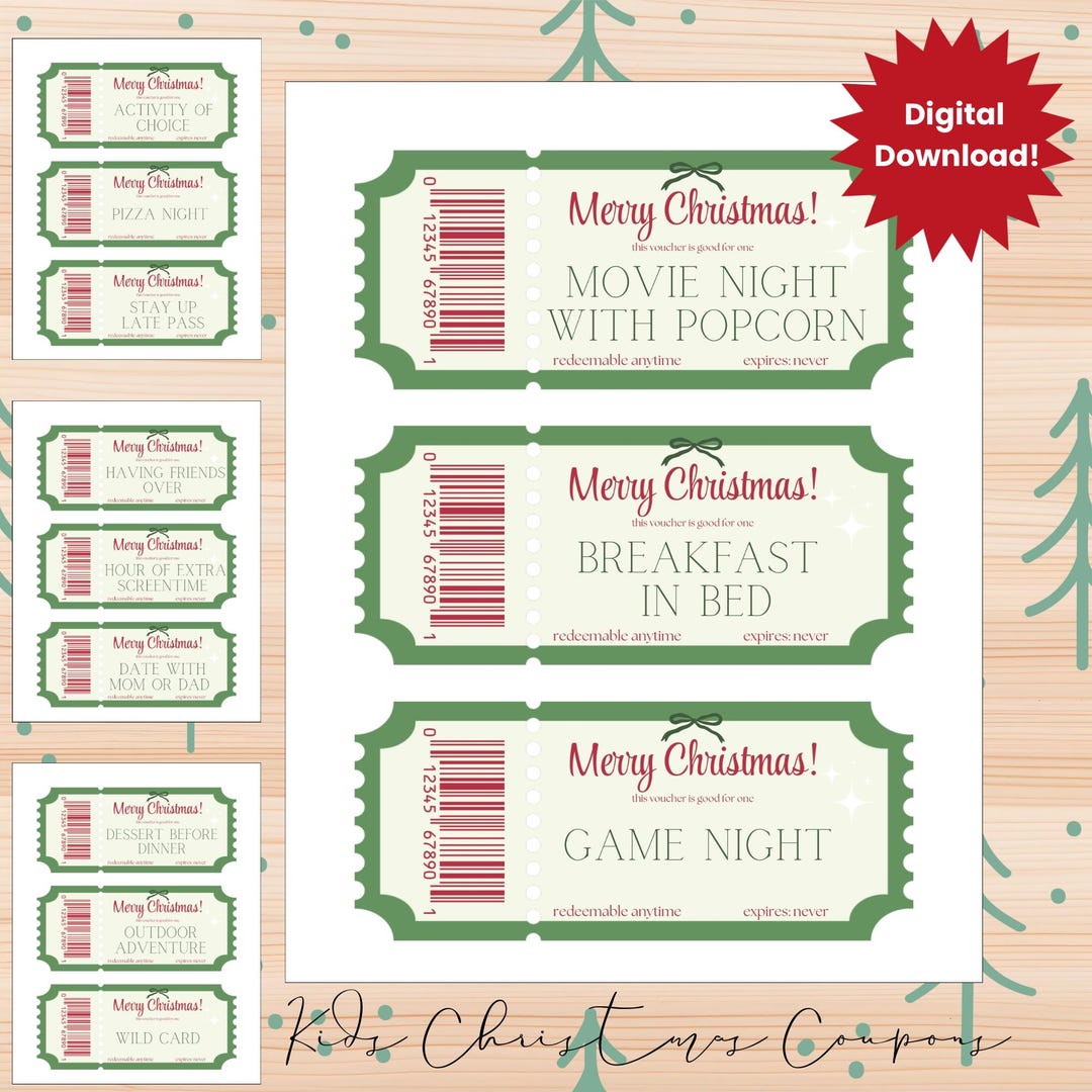 Kids Christmas Coupon Book Printable, Last Minute Kids Christmas Gift ...