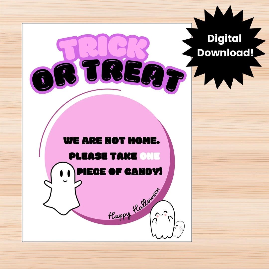 Printable Halloween Candy Bowl Sign, Trick or Treat Sign, We Are Out of ...