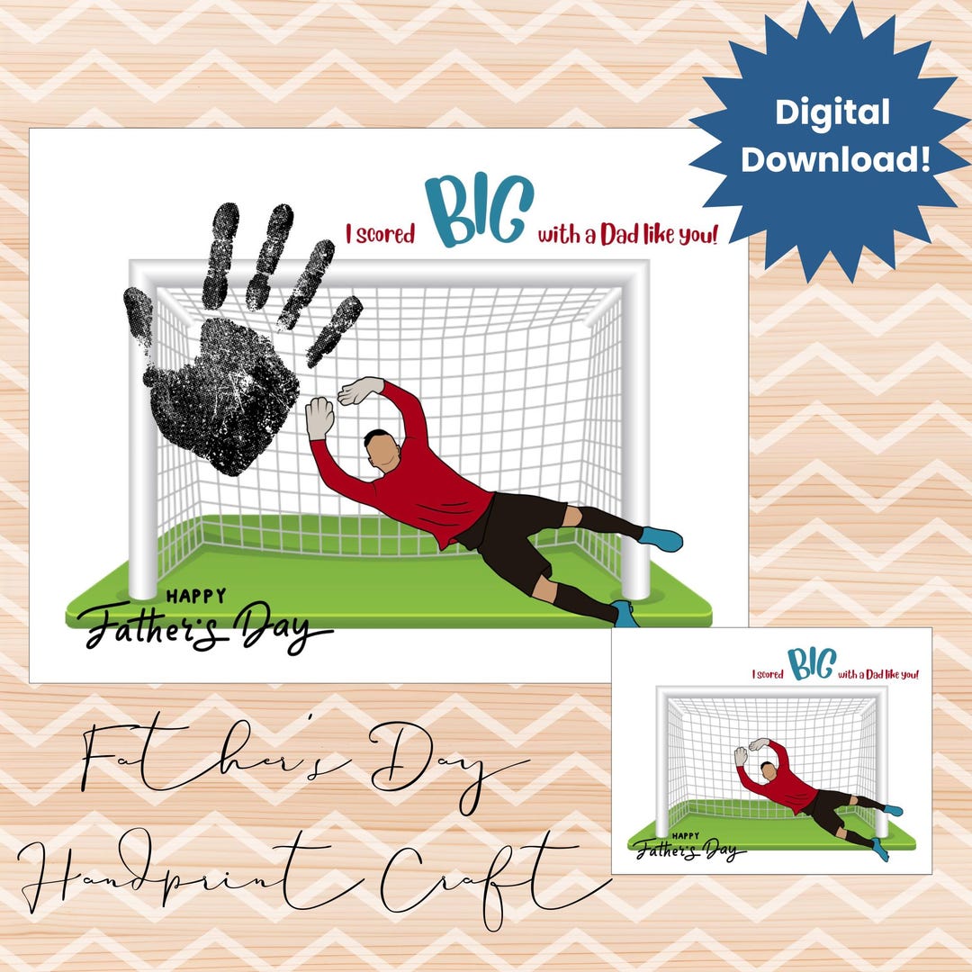 Fathers Day Soccer Handprint Craft, Fathers Day Handprint Printable ...
