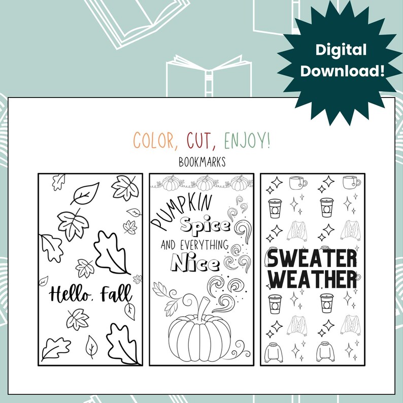 Coloring Bookmarks, Bookmarks for Kids, Diy Bookmark, Fall Craft for ...