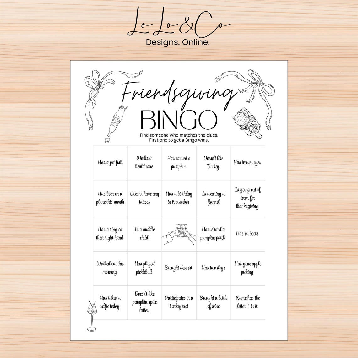 Friendsgiving Bingo Printable, Diy Friendsgiving Bingo, Fall Bingo ...