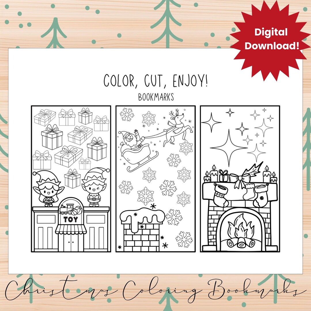 Christmas Bookmark, Winter Kids Activity, Kids Coloring Bookmark ...