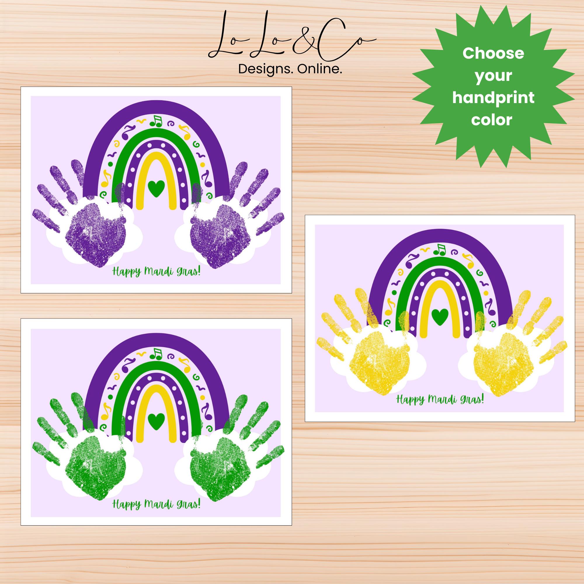 Mardi Gras Handprint Craft, Mardi Gras Craft Kit for Kids, Mardi Gras ...