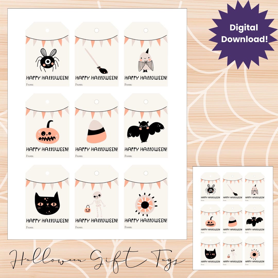 Halloween Gift Tags Digital, Halloween Gift Tags Kids, Halloween Tags ...