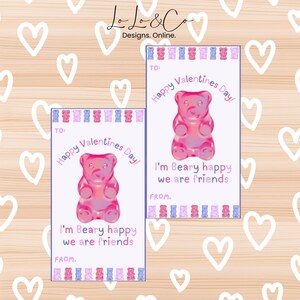 Gummy Bear Valentines Card for Kids, Gummy Bear Valentine Class Gifts ...
