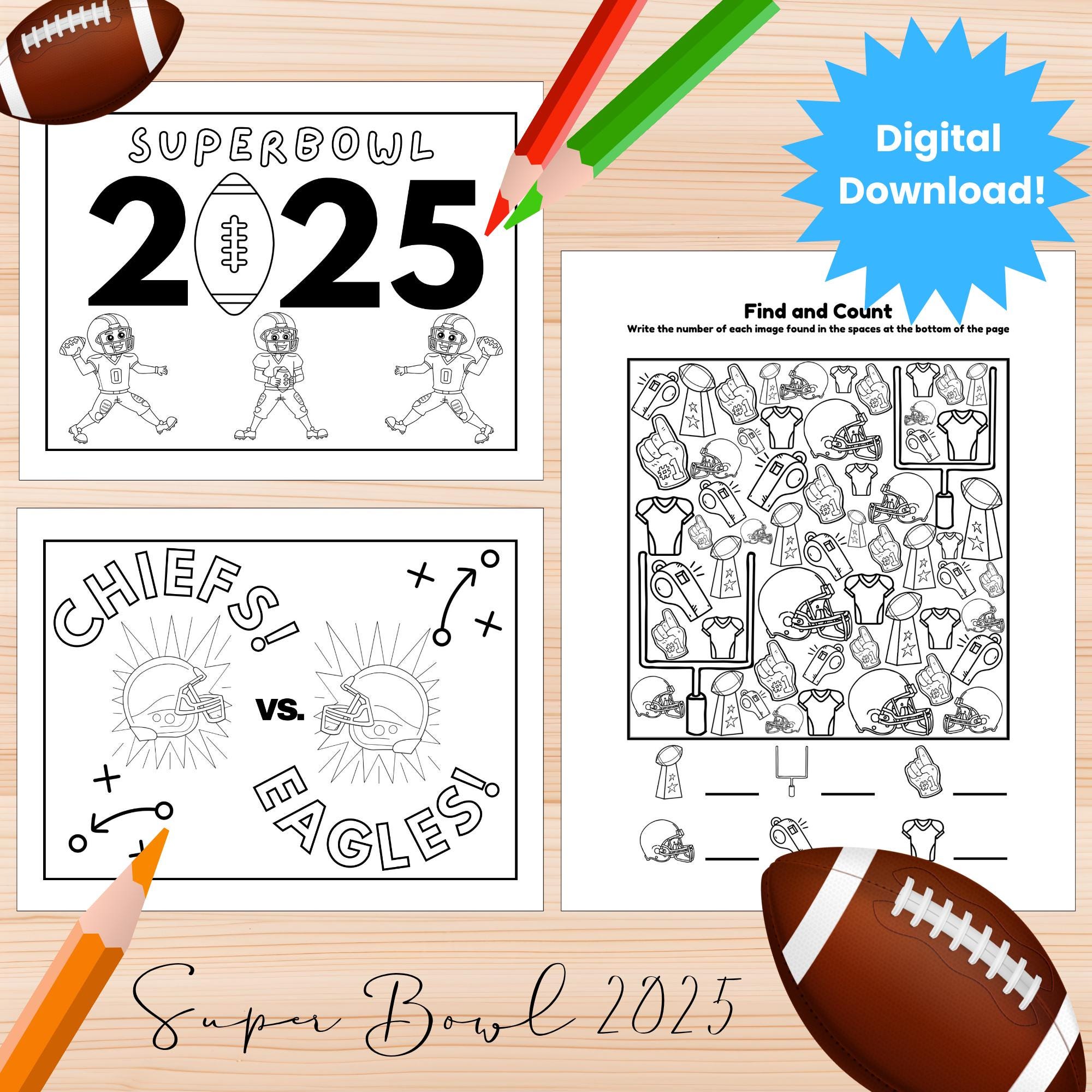 Printable Super Bowl Coloring Pages, Super Bowl Kids Arts and Craft ...