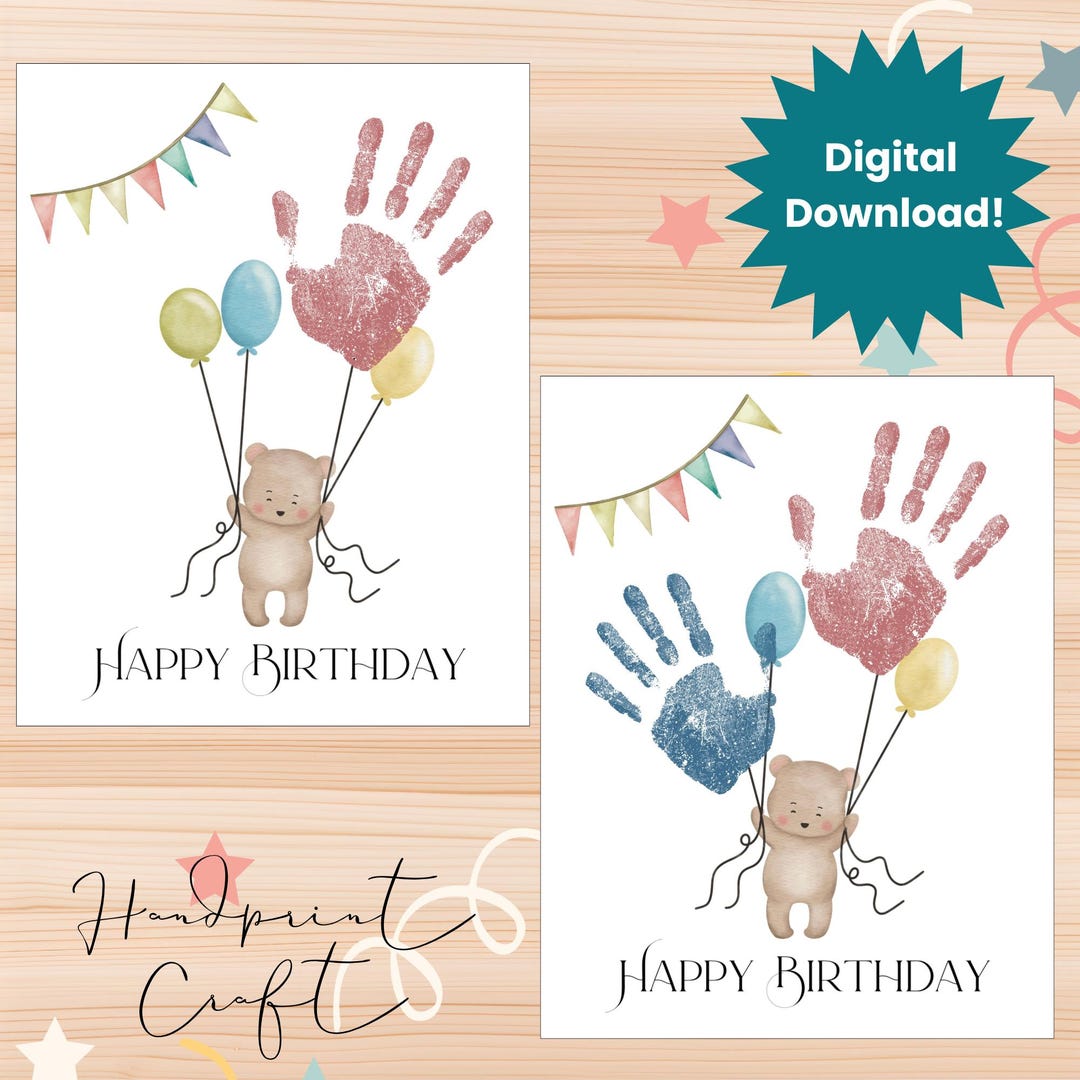 Birthday Handprint Craft, Birthday Handprint Card, Birthday Handprint ...