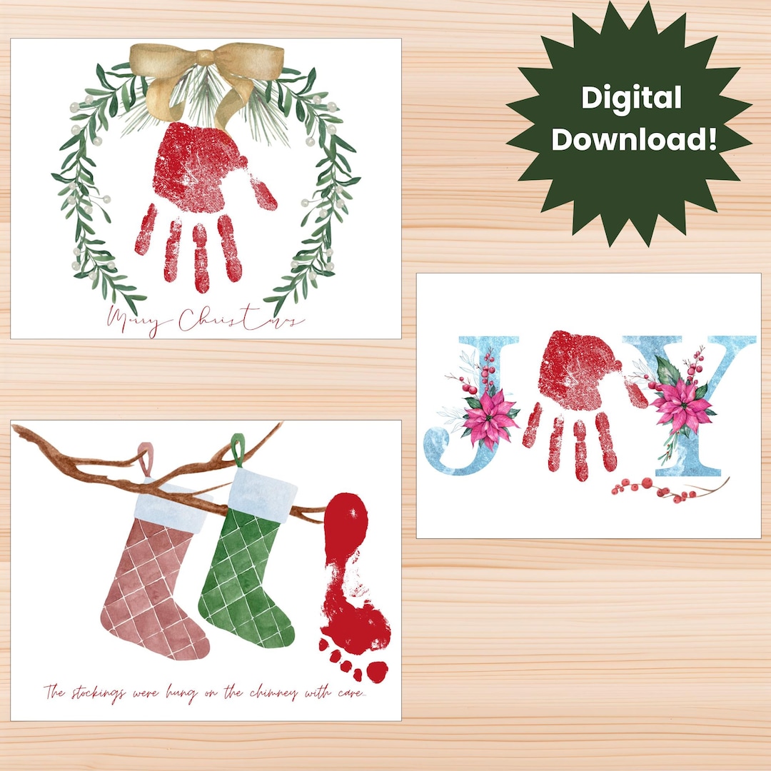 Christmas Handprint Footprint Craft, Kids Handprint Craft, Holiday Kid ...