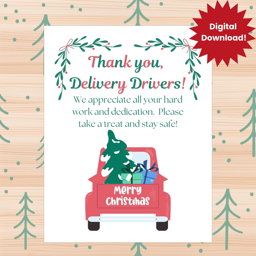 Printable Delivery Driver Thank You Sign, Delivery Driver Snack Sign ...