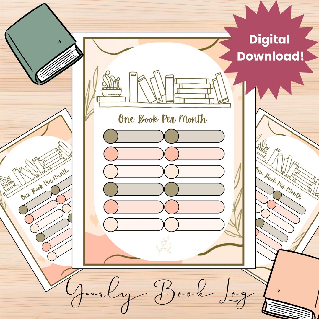Book Log Printable, Monthly Book Recap Printable, Book Club Printable ...