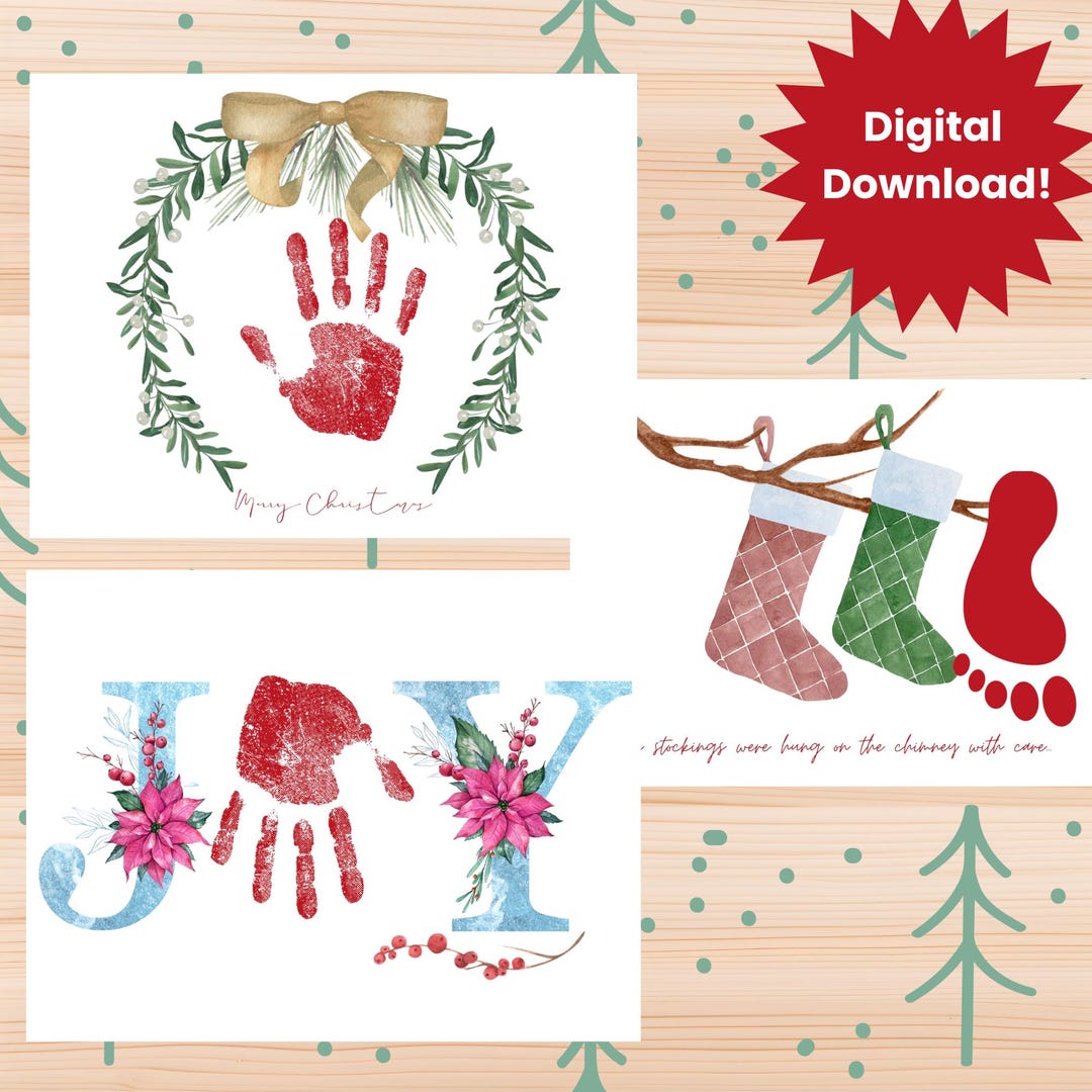 Christmas Footprint Craft, Kid Handprint Craft, Toddler Holiday Craft ...
