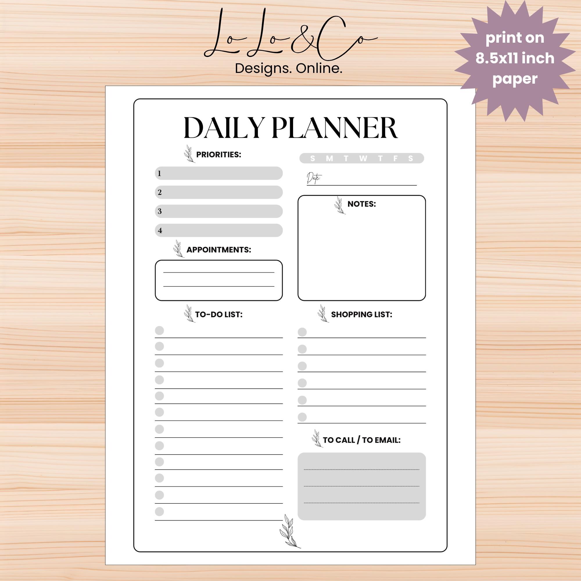 Minimalist Daily Planner Printable: To-do List (PDF Download) - Etsy