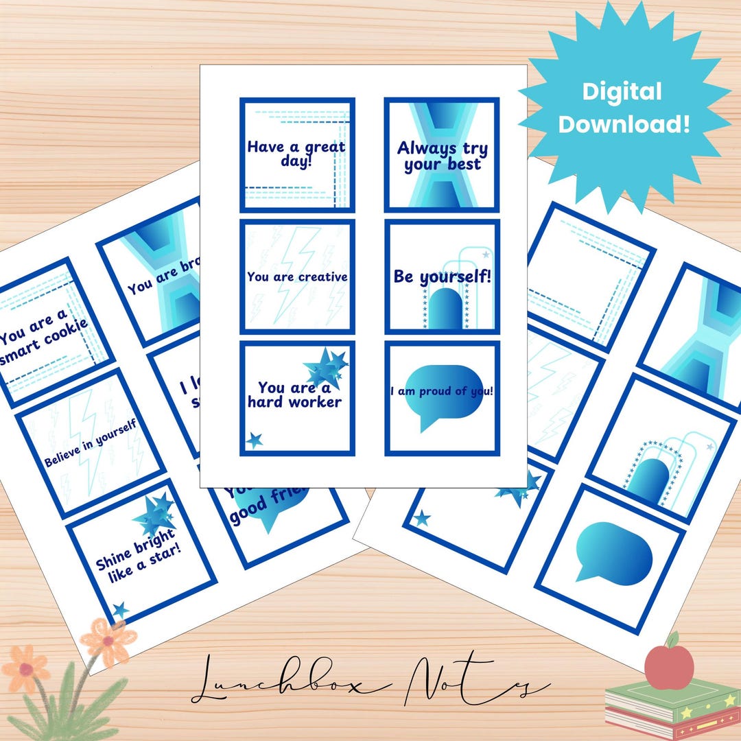 Lunchbox Notes for Kids, Lunchbox Affirmation Cards, Lunchbox Notes for ...