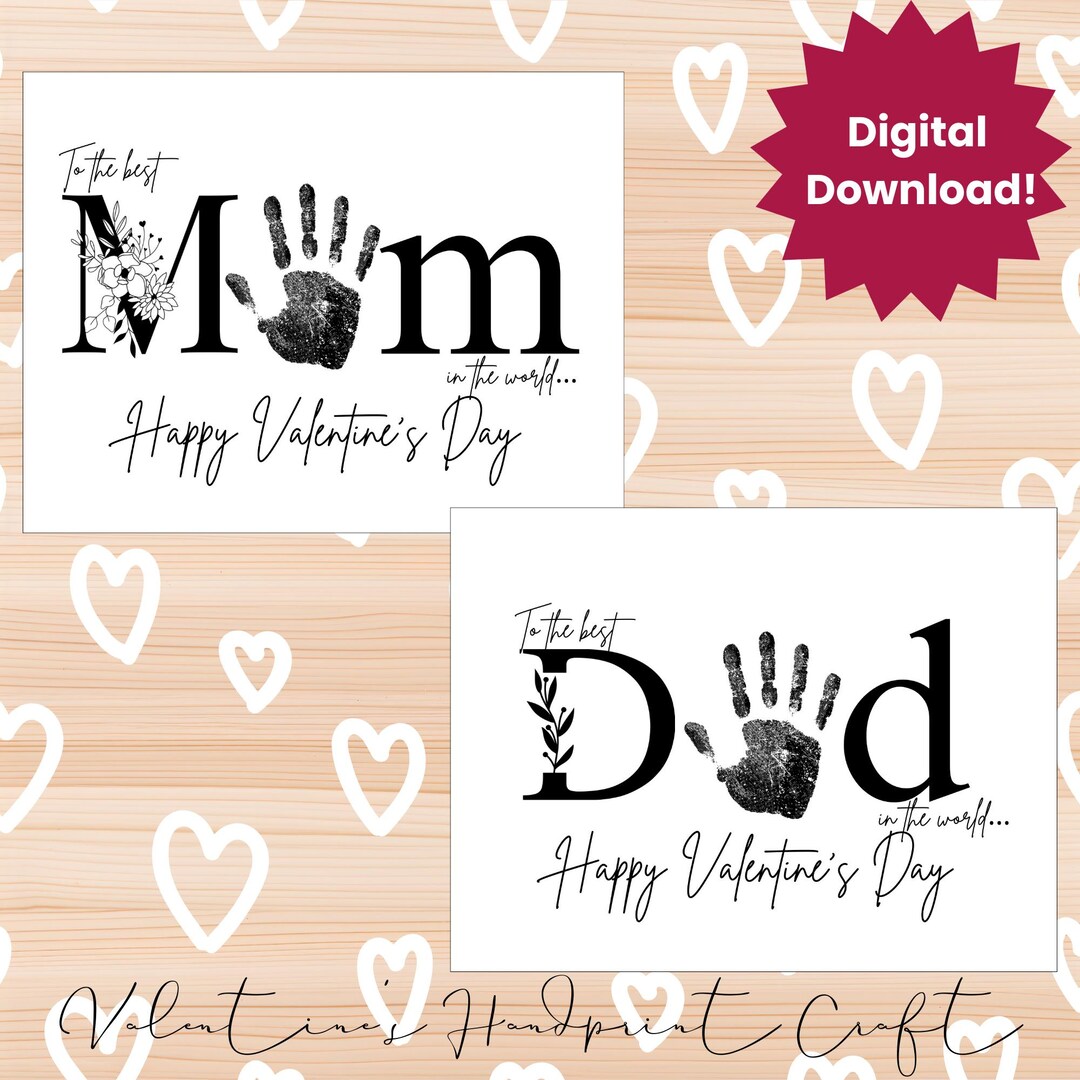 Valentines Day Handprint Craft, Printable Valentines Craft for Kids ...