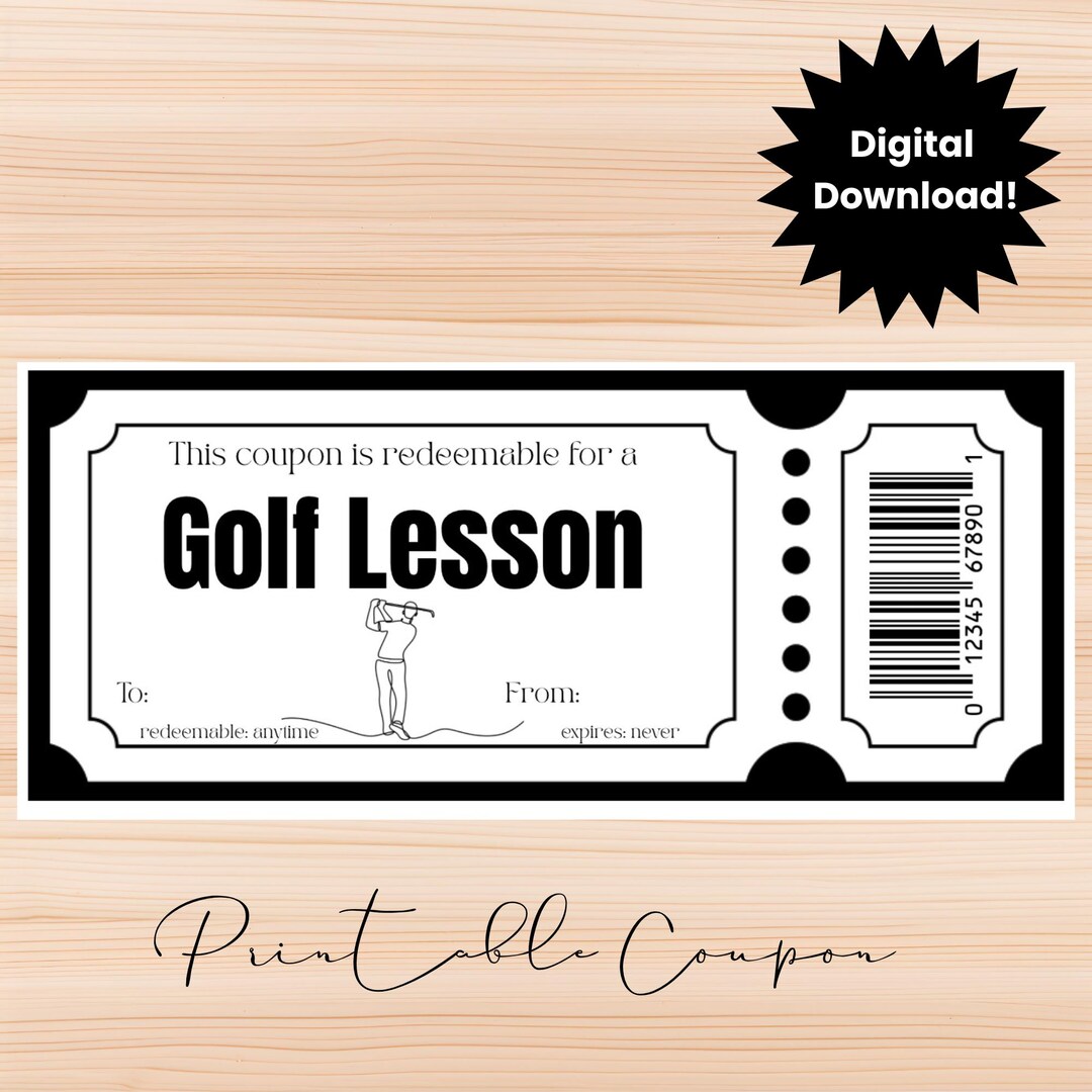 Golf Lesson Gift Certificate, Golf Class Coupon Template, Surprise Golf ...