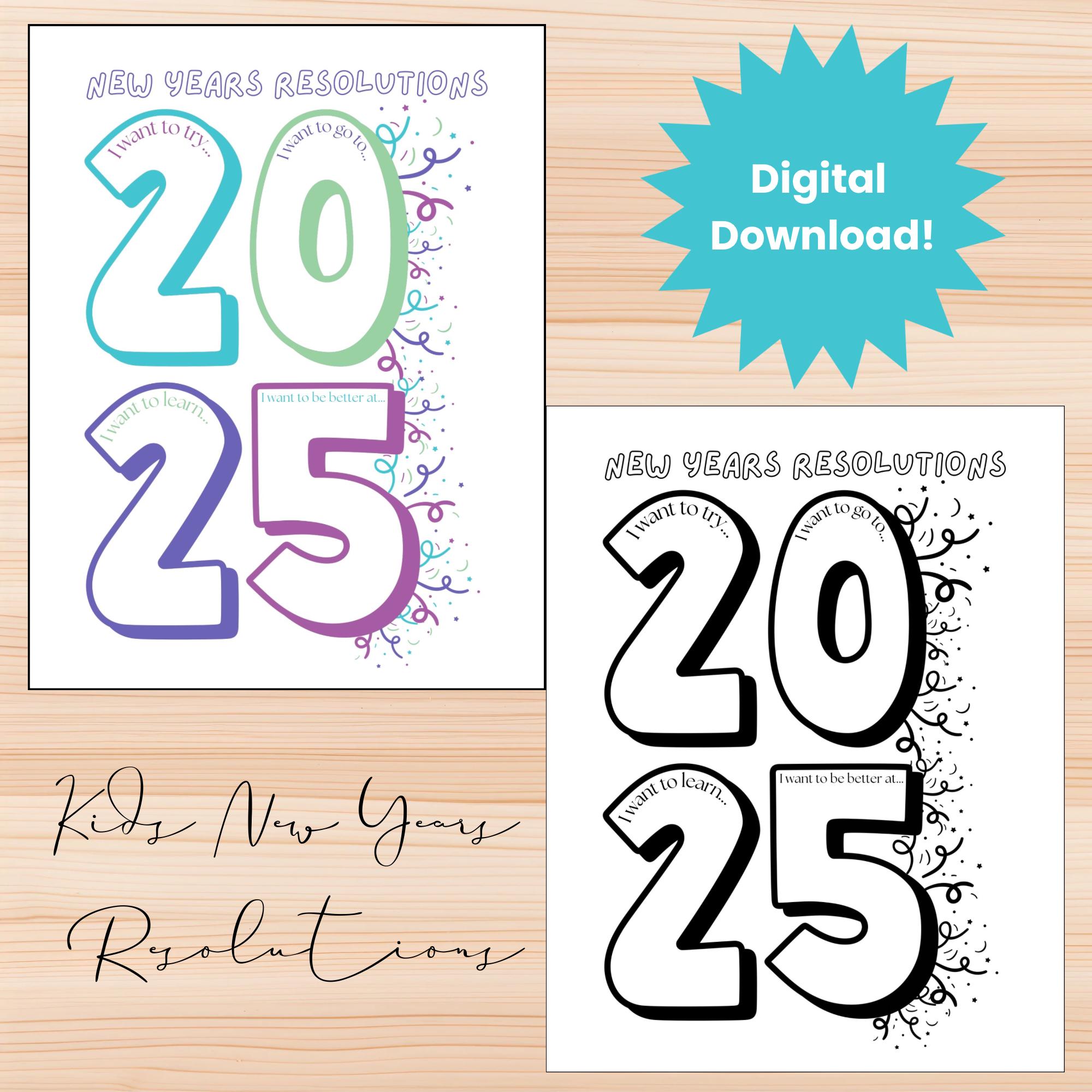 Kids New Years Resolution Sheet, New Years Resolution Printable for ...