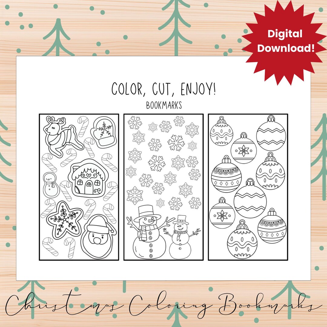 Printable Christmas Coloring Bookmarks, Bookmark Printable for Kids ...
