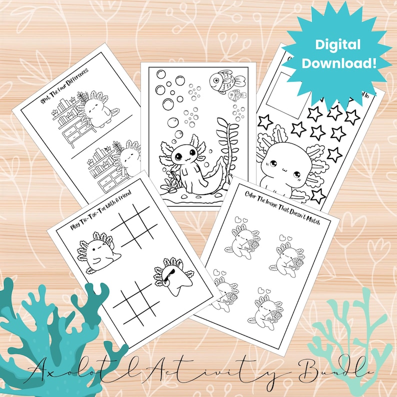 Axolotl Craft, Axolotl Activity Book, Summer Activity Printable, Kids ...