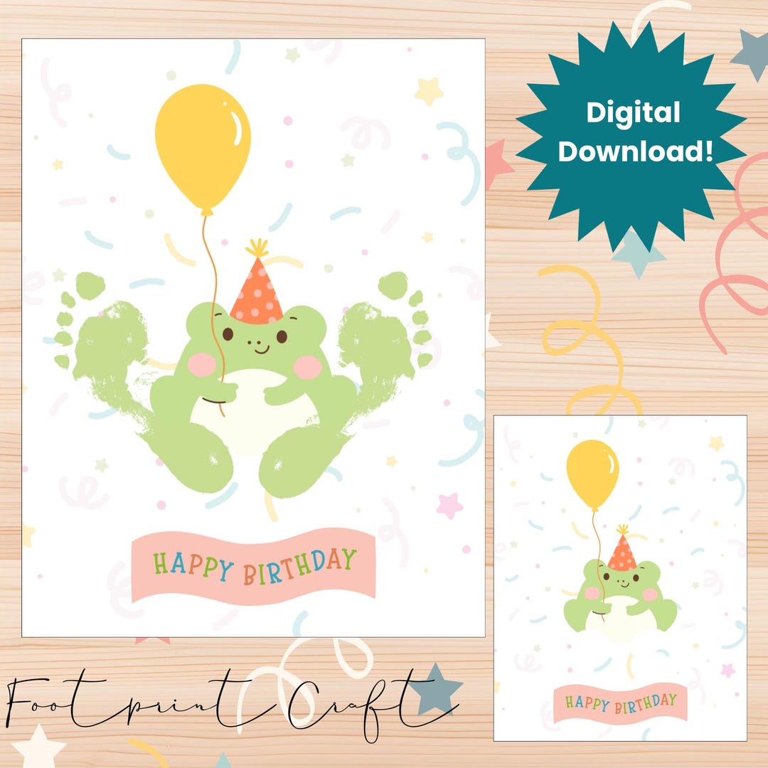 Birthday Footprint Craft, Birthday Footprint Card, Birthday Footprint ...