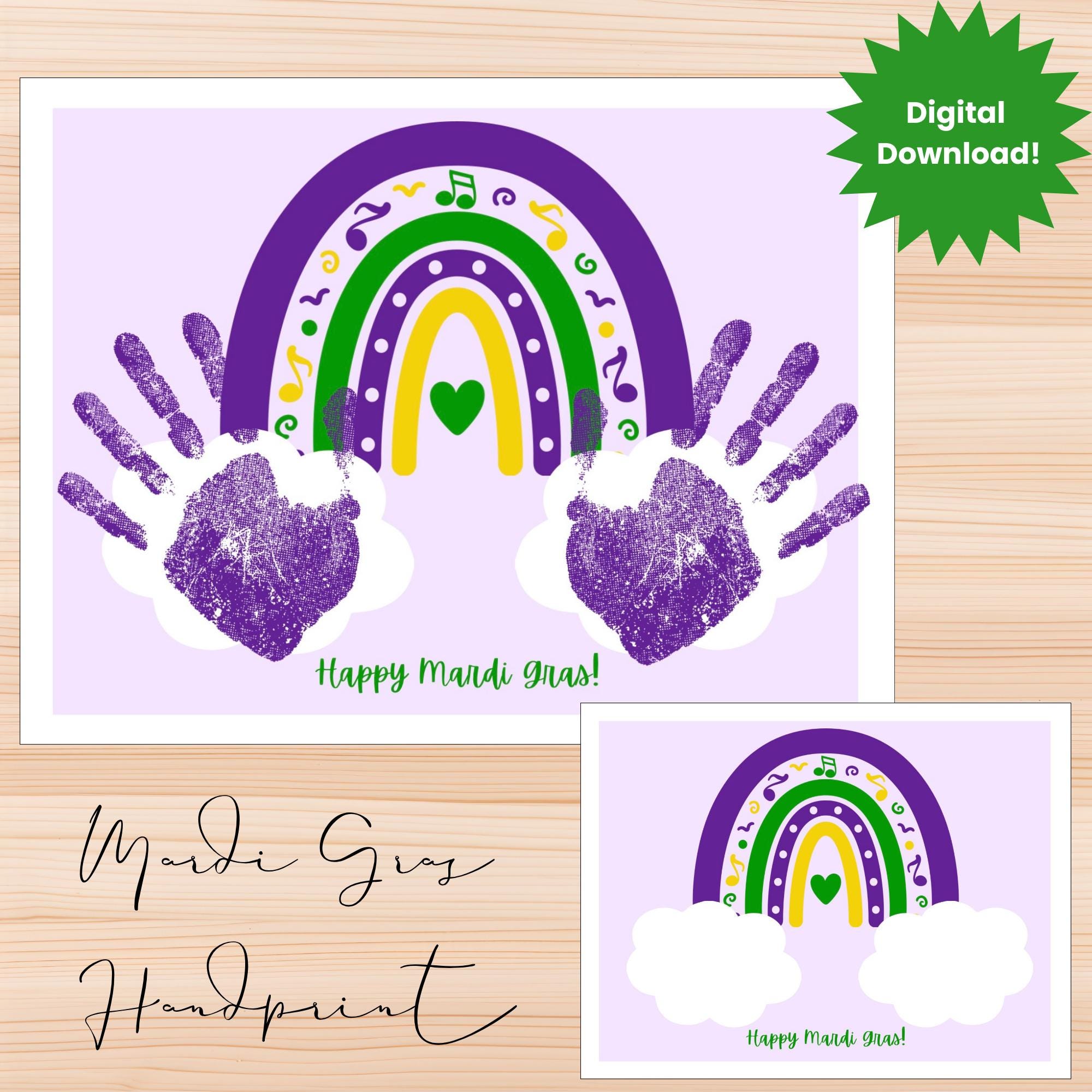 Mardi Gras Handprint Craft, Mardi Gras Craft Kit for Kids, Mardi Gras ...