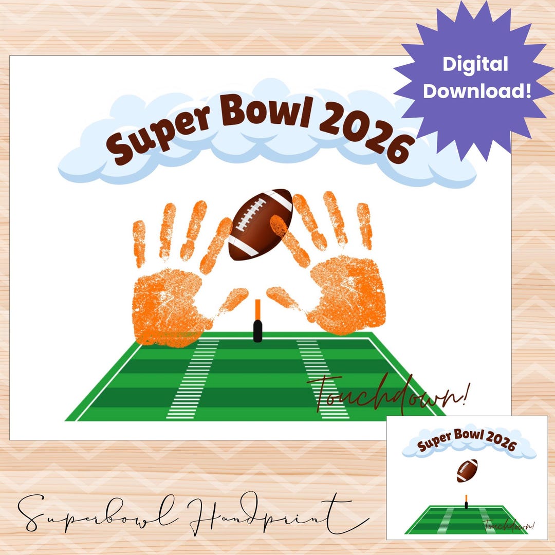 Superbowl Handprint Art, Super Bowl Kids Arts and Crafts, Super Bowl ...