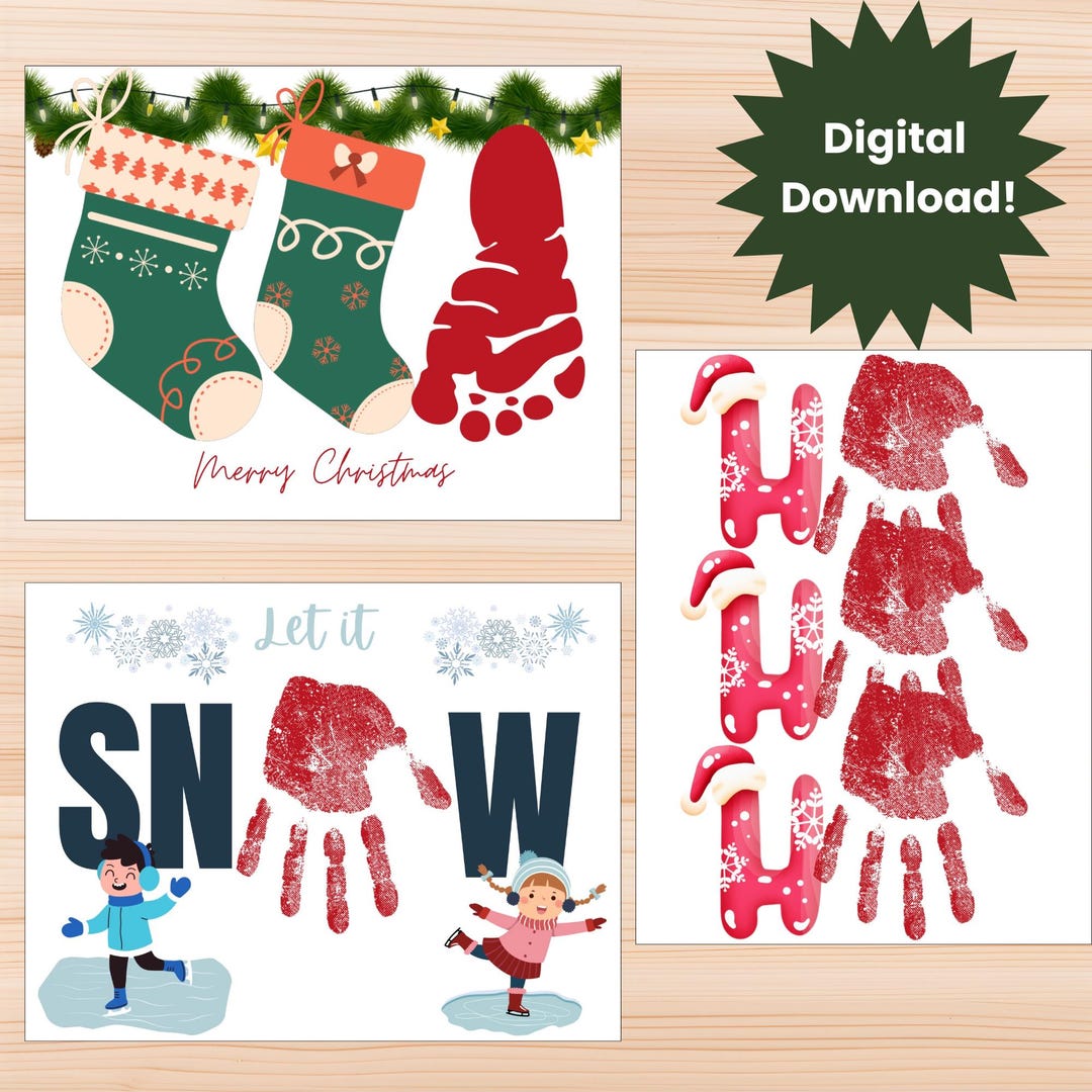 Christmas Handprint Craft Printable, Christmas Footprint Craft ...