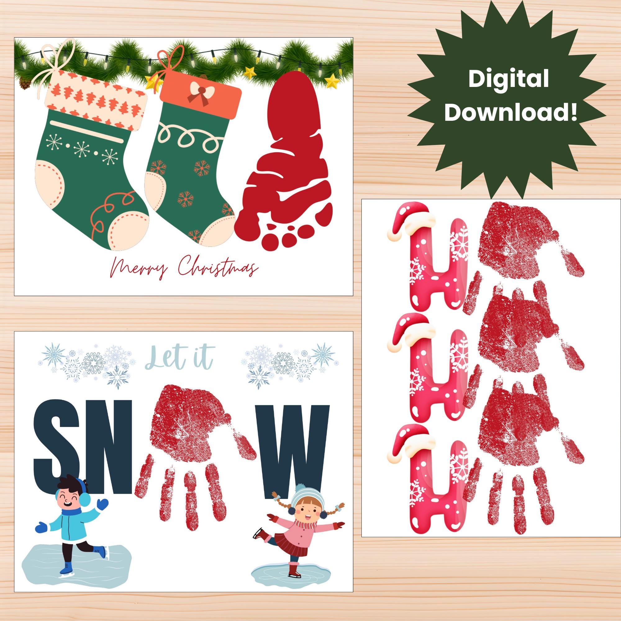 Christmas Handprint Craft Printable, Christmas Footprint Craft ...
