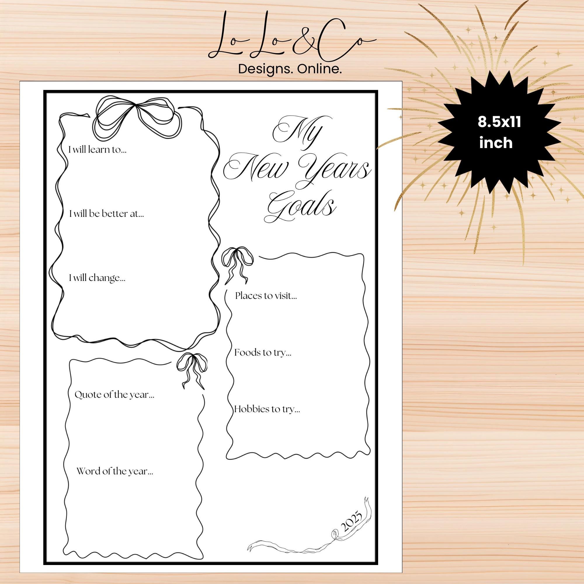 New Year’s Resolution List Printable, New Years Goals Download, New ...