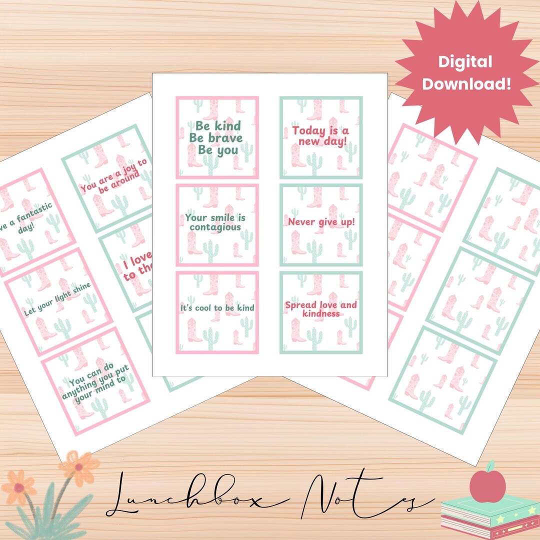 Lunchbox Notes for Kids, Lunchbox Affirmation Cards, Lunchbox Notes ...