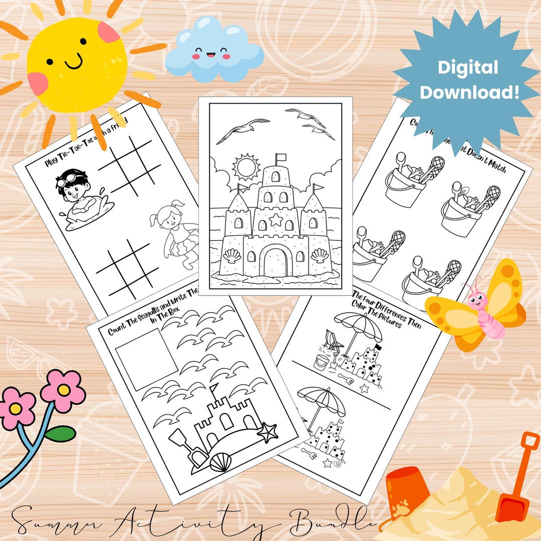 Summer Activity Sheets, Summer Activity Book, Summer Kids Activity ...